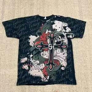 Shirts | Vintage Starlight Tattoo Shirt Mens Large Black Y2k Affliction ...
